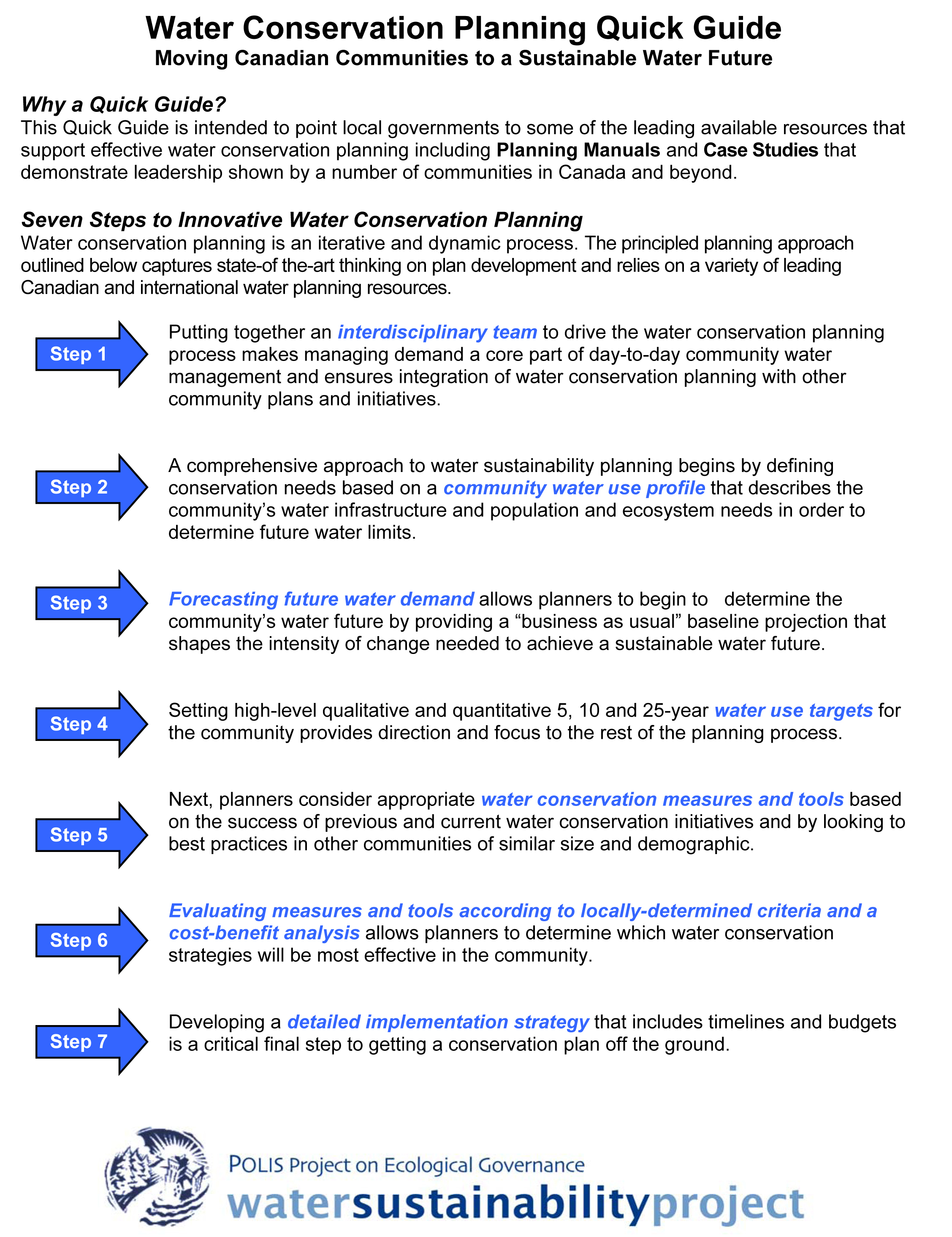 Water Conservation Planning Quick Guide - POLIS Water Sustainability ...