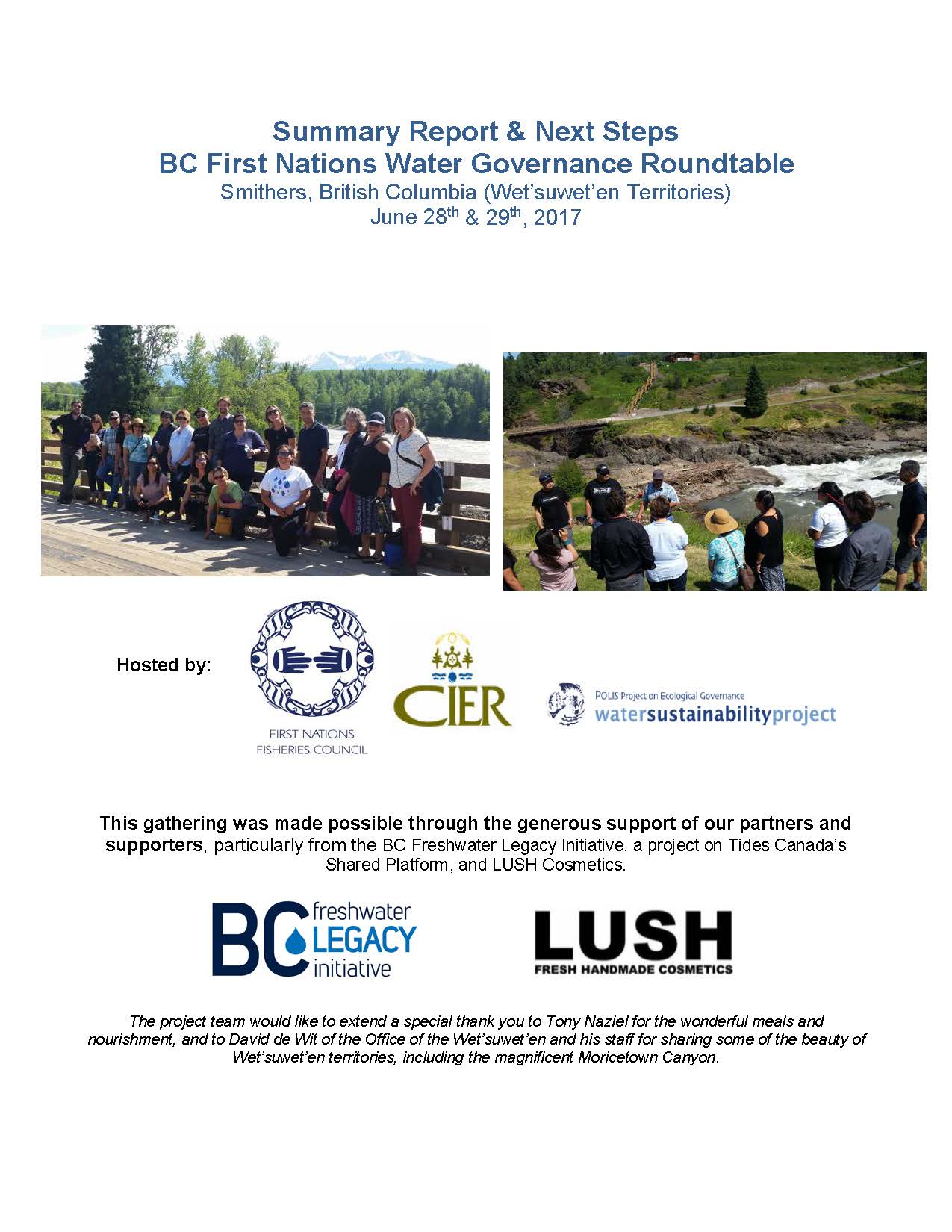 Summary Report & Next Steps: BC First Nations Water Governance ...